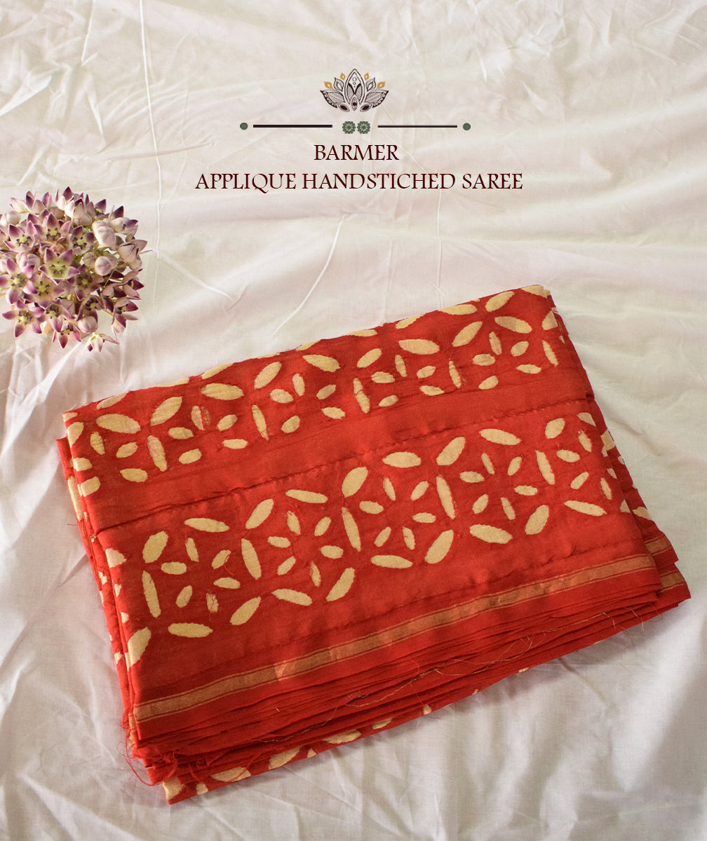 AMOUNEE-Buy authentic barmer chanderi cotton applique work saree ...